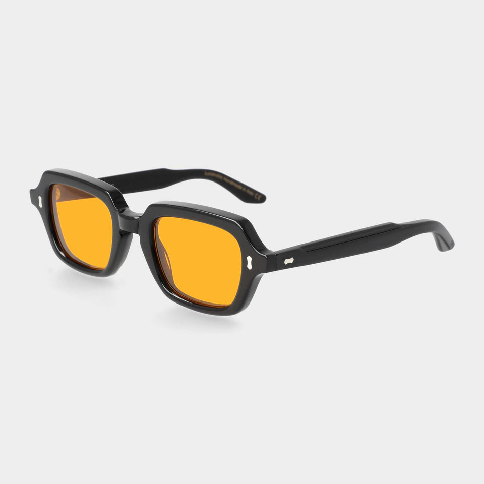 Square black sunglasses with orange lenses: Oak | TBD Eyewear